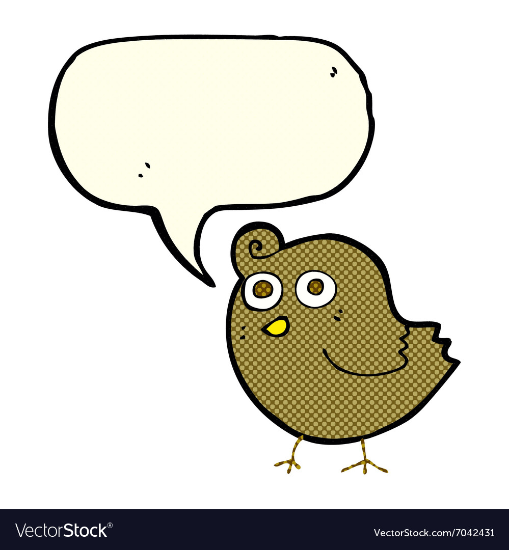 Funny cartoon bird with speech bubble Royalty Free Vector