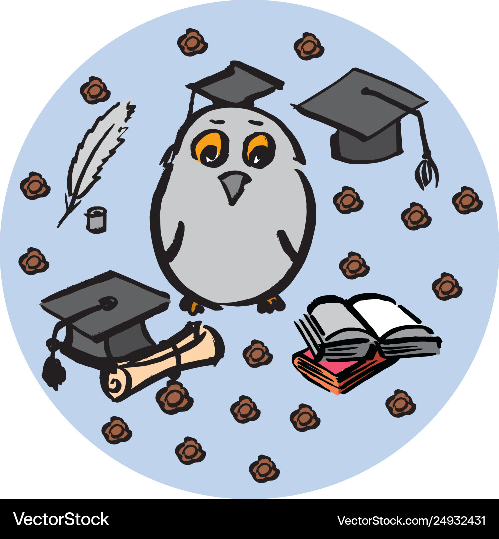 Hand drawn graduation day in circle Royalty Free Vector