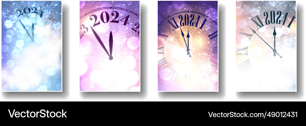 Happy new year 2024 countdown clock on purple Vector Image