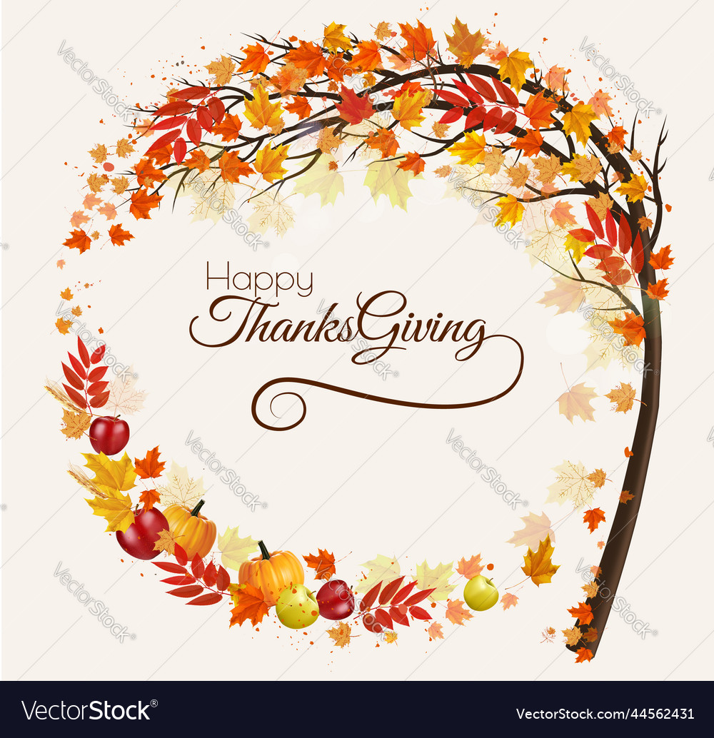 Happy thanksgiving holiday background with autumn Vector Image