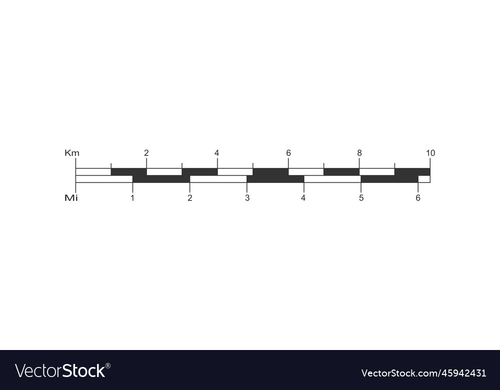 Map Bar Scale With Kilometers And Miles Ratio Vector Image