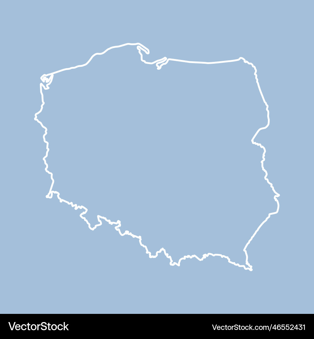 Outline map poland line border country Royalty Free Vector