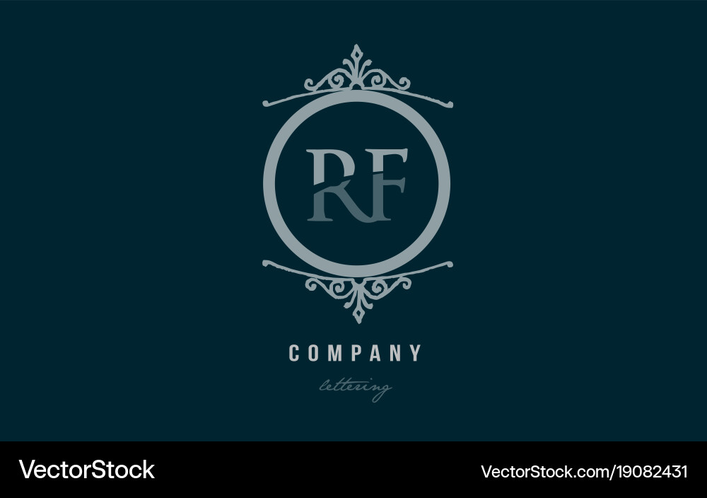 Rf r f blue decorative monogram alphabet letter Vector Image