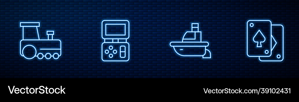 Set line toy boat train tetris electronic game Vector Image