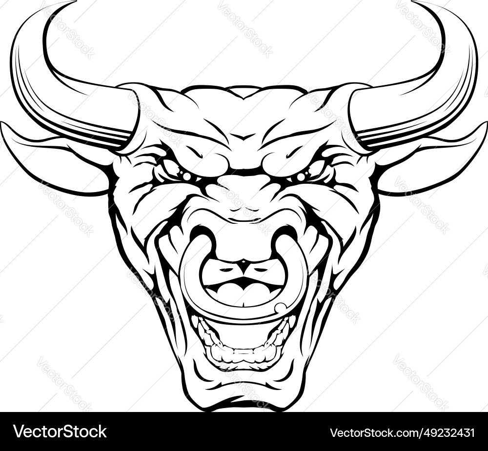 Tough bull mascot face Royalty Free Vector Image