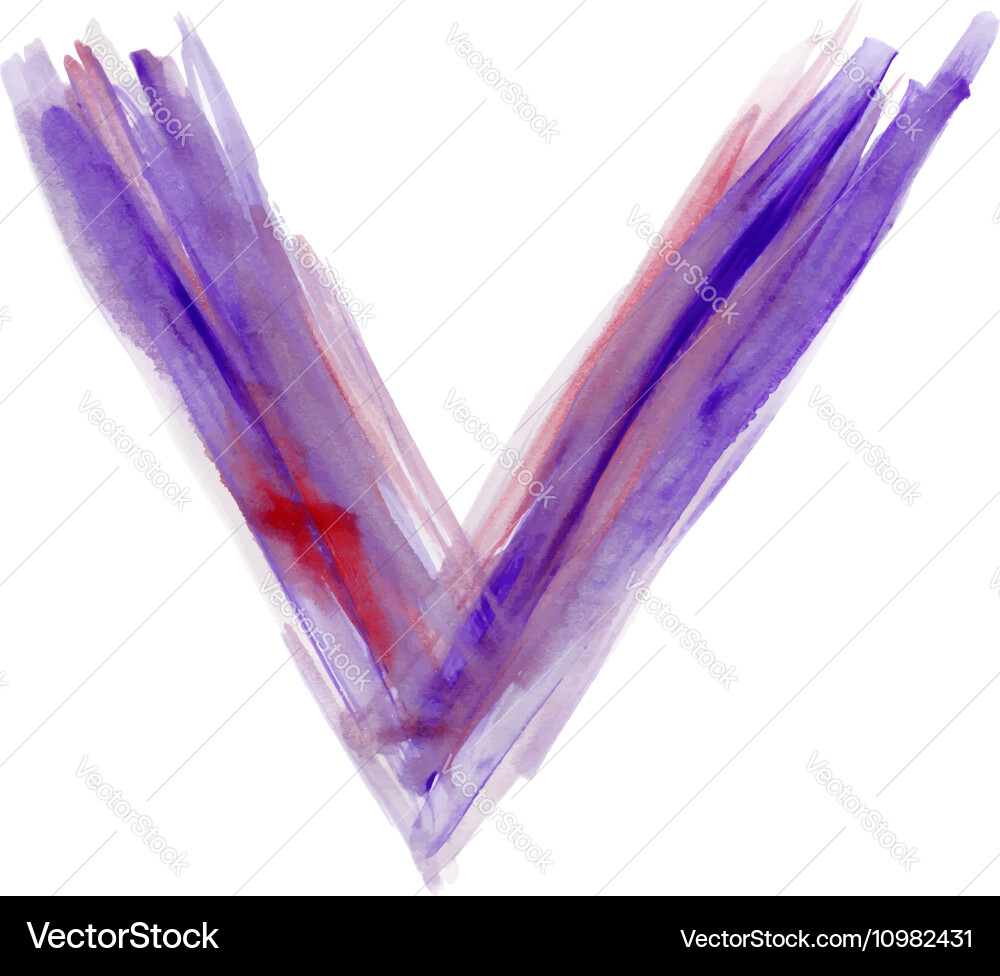 Watercolor font letter v Royalty Free Vector Image