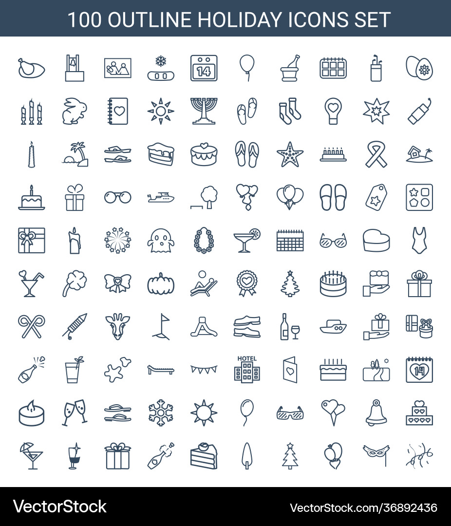 100 holiday icons Royalty Free Vector Image - VectorStock