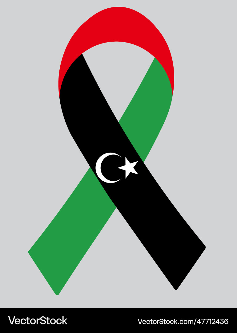 3d flag of libya on ribbon Royalty Free Vector Image