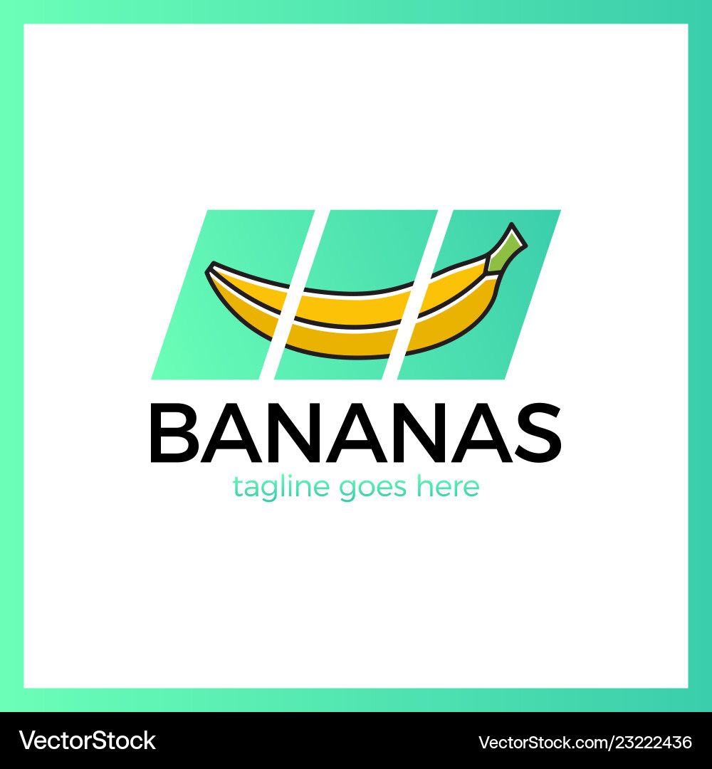 Banana slash media slider logotype Royalty Free Vector Image