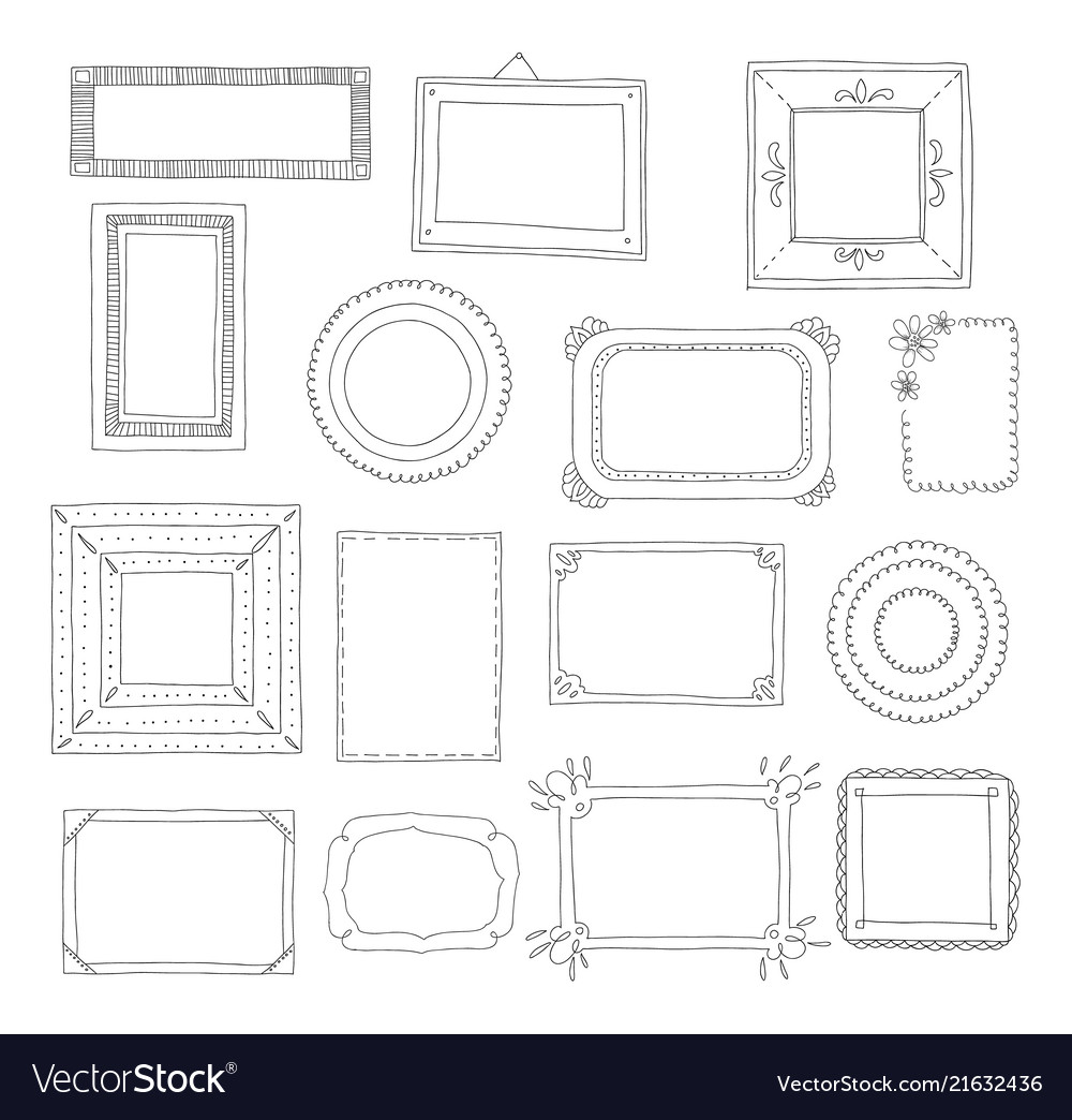 Beautiful template hand drawn frames Royalty Free Vector