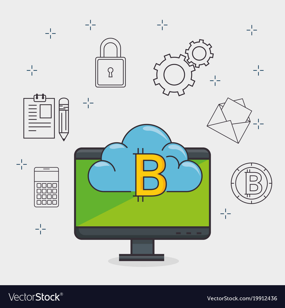 Blockchain business set icons Royalty Free Vector Image