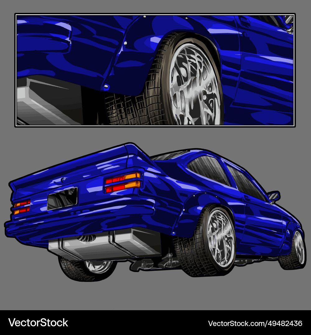 Blue drag racing car with black strip Royalty Free Vector