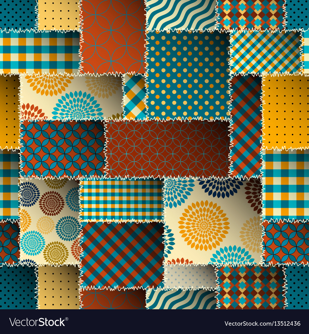 Brown retro patchwork Royalty Free Vector Image