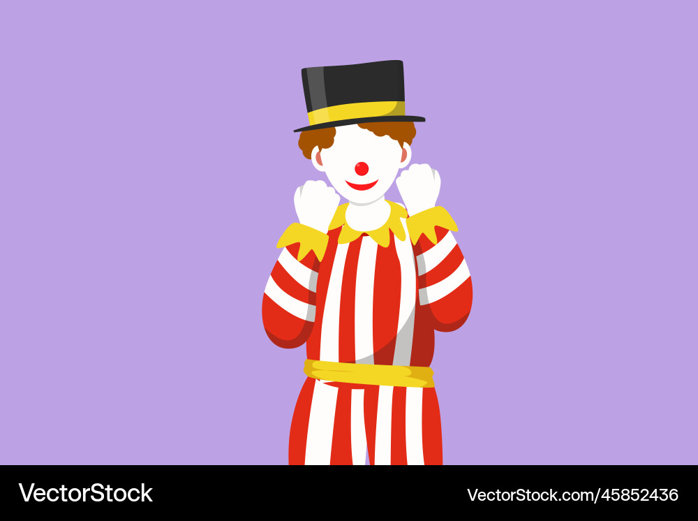 Character flat drawing happy male clown standing Vector Image