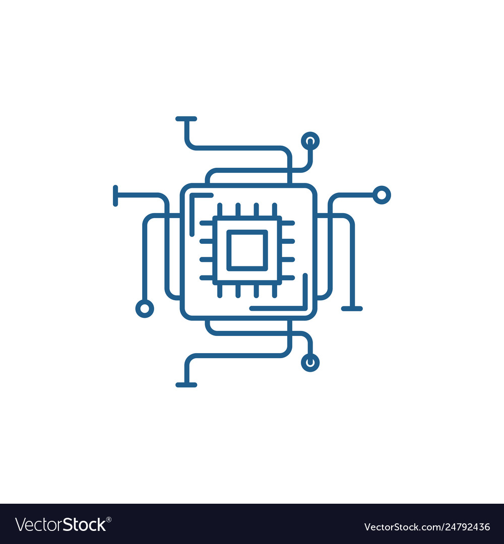 Computer processor line icon concept Royalty Free Vector Computer processor line icon concept Royalty Free Vector