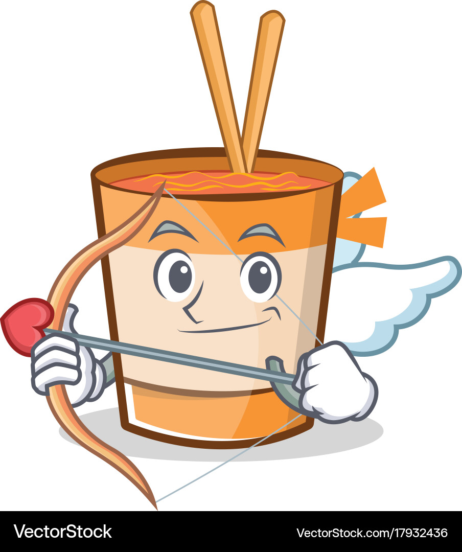 Cupid cup noodles character cartoon Royalty Free Vector