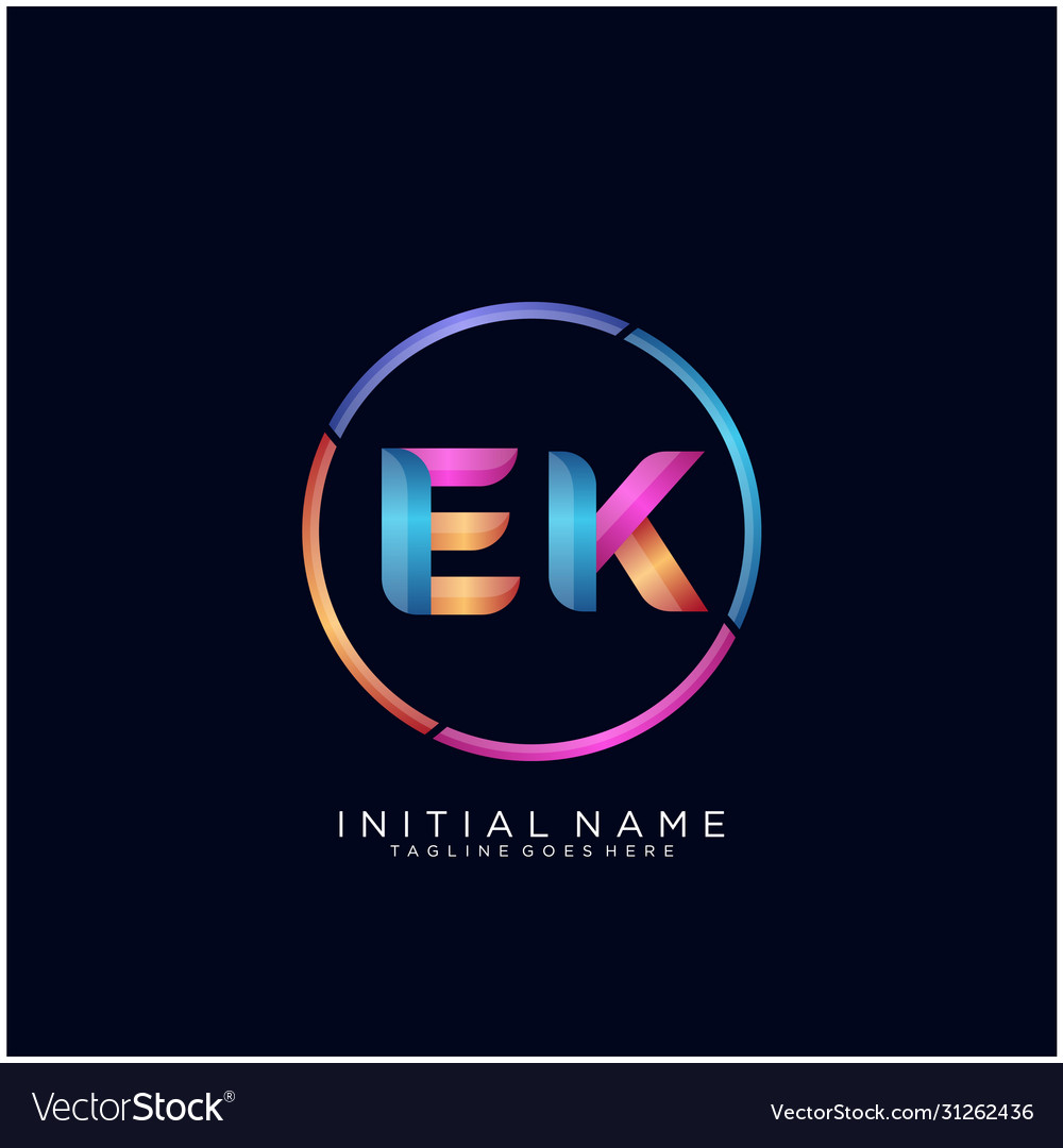 Ek letter logo icon design template elements Vector Image