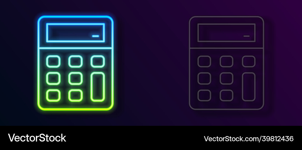 Glowing neon line calculator icon isolated Vector Image