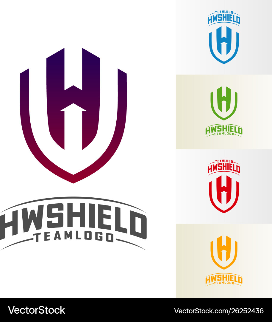 Hw shield logo design initial template Royalty Free Vector