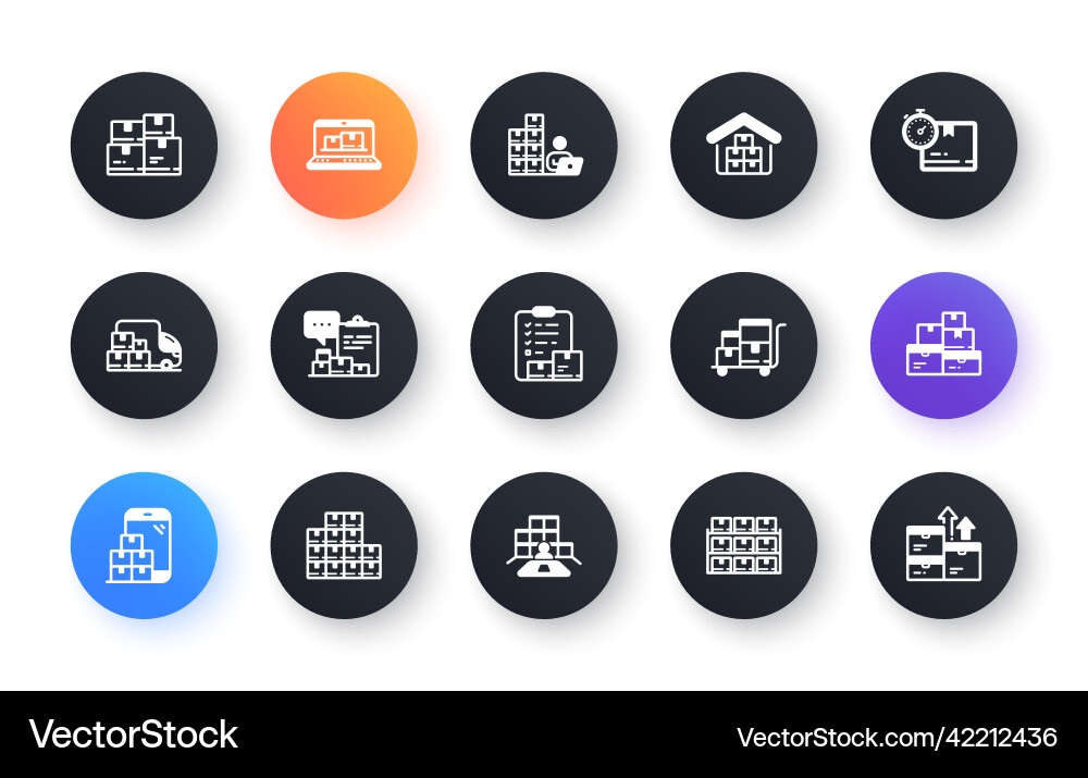 Inventory icons warehouse manager wholesale Vector Image