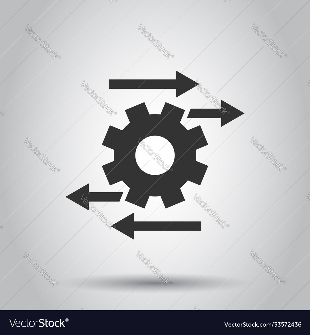 Process icon in flat style arrow and gear Vector Image
