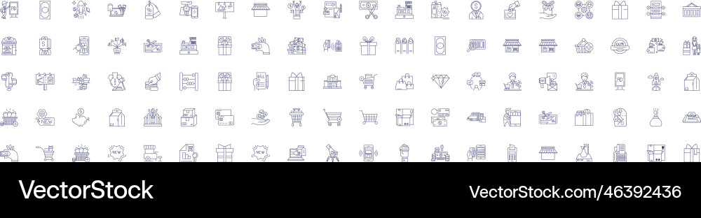 Purchasing line icons signs set design collection Vector Image