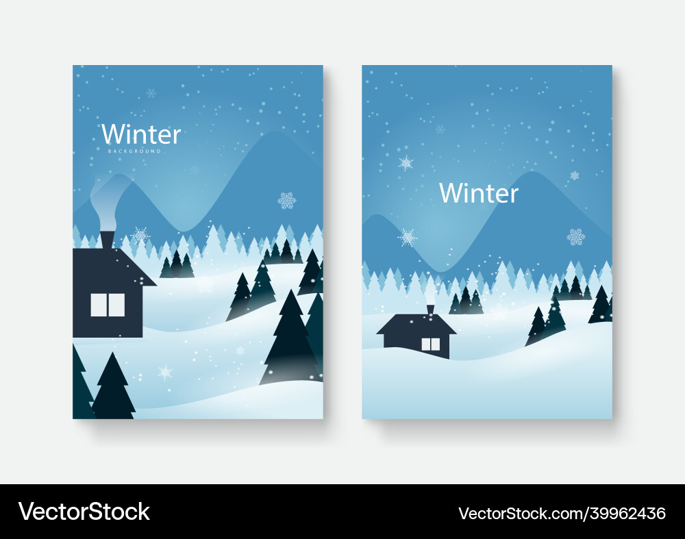 Set of abstract winter backgrounds for universal Vector Image