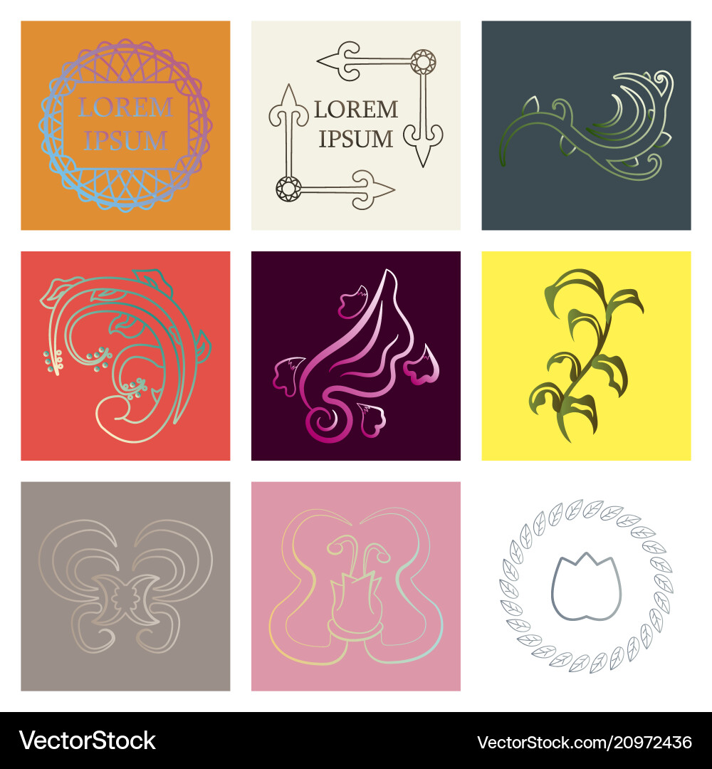 Set of flat design elements in vintage style Vector Image