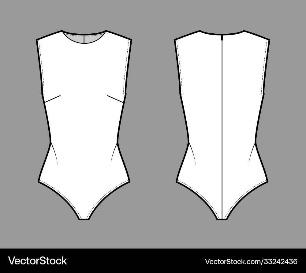 Sleeveless bodysuit technical fashion Royalty Free Vector