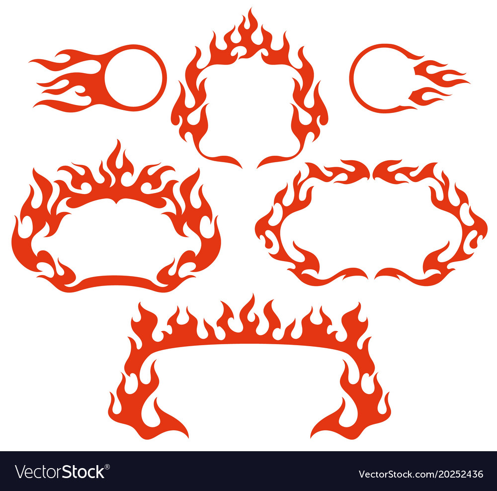 Stylized fire flame frames Royalty Free Vector Image