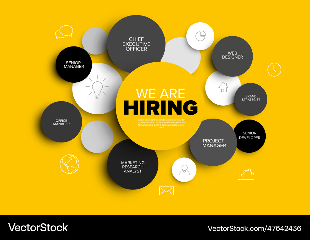 We are hiring yellow minimalistic flyer template Vector Image