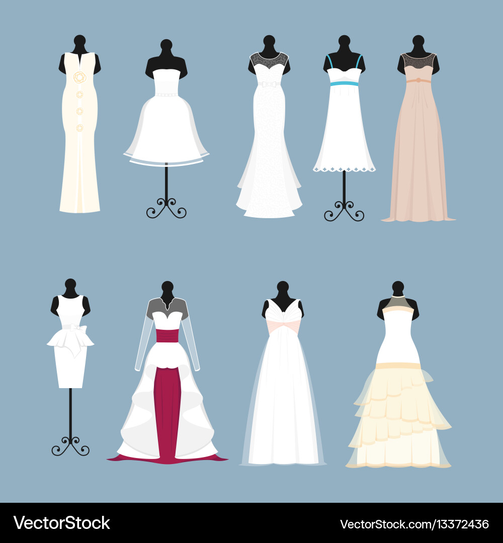 Wedding bride dress elegance style celebration Vector Image