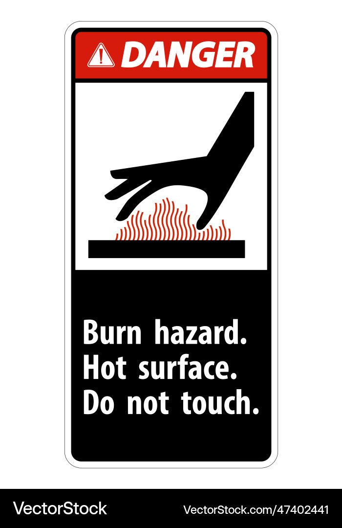 Danger burn hazardhot surfacedo not touch symbol Vector Image