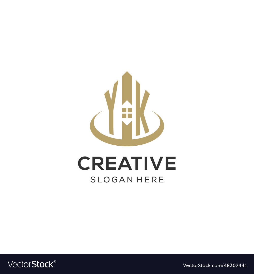 Initial Yk Logo With Creative House Icon Modern Vector Image