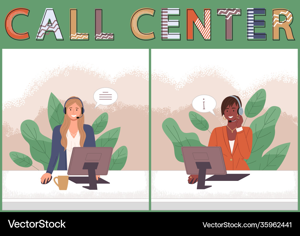 Managers in call center hotline online customer Vector Image