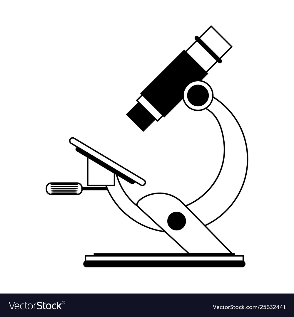 Microscope tool scientific isolated in black Vector Image
