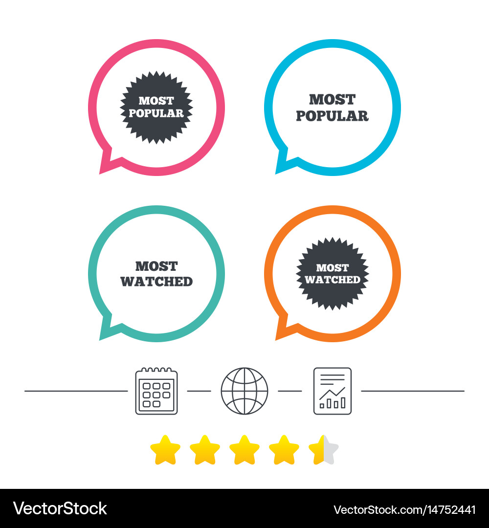 Most popular star icon watched symbol Royalty Free Vector