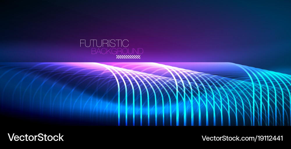 Neon glowing techno lines Royalty Free Vector Image