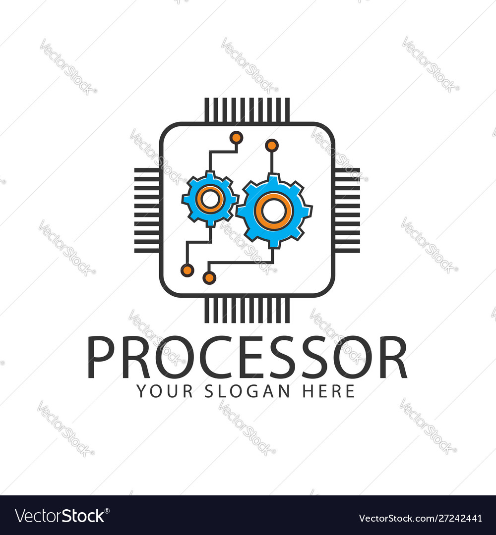 Processor computer brain line logo design Vector Image