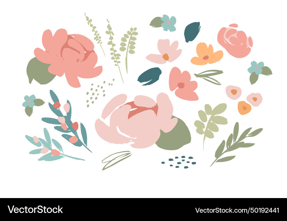 Set of abstract floral design elements leaves Vector Image