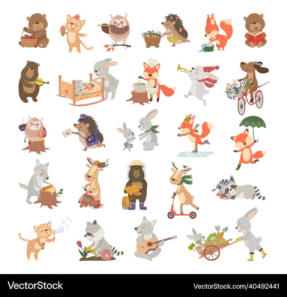 Set of with animal characters Royalty Free Vector Image