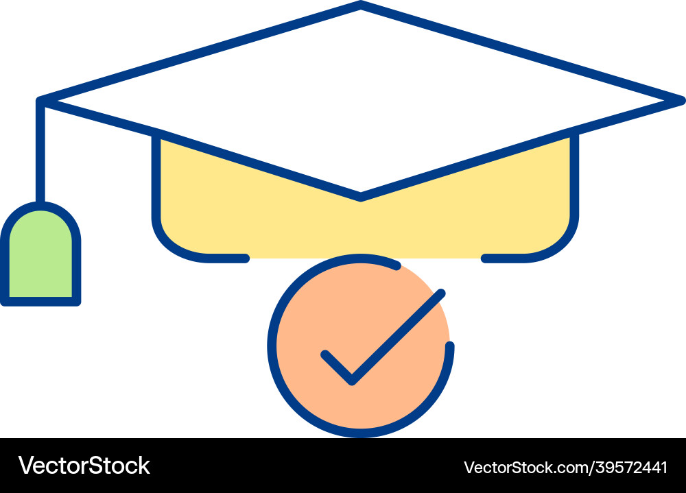 Square academic cap rgb color icon Royalty Free Vector Image