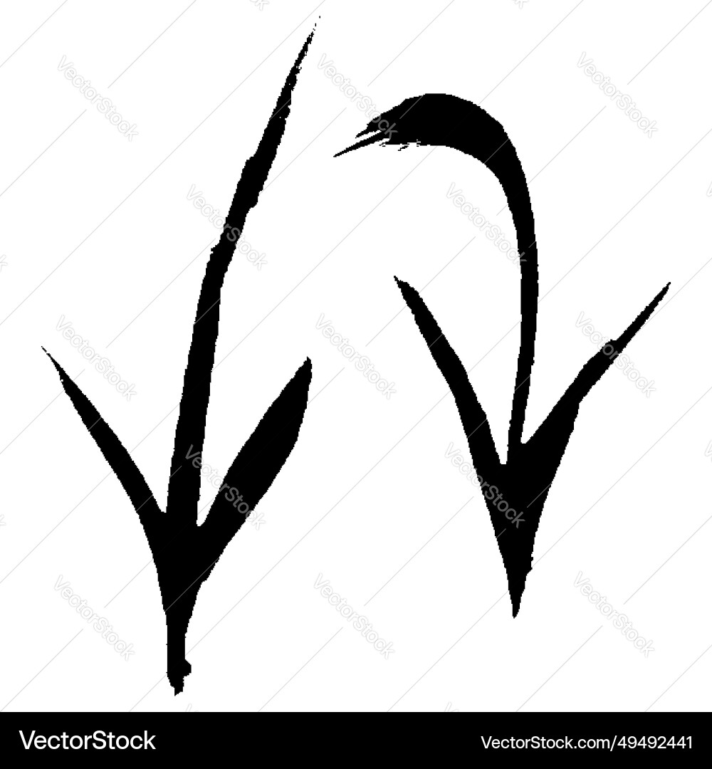 Straight and bent down arrows brush stroke black Vector Image
