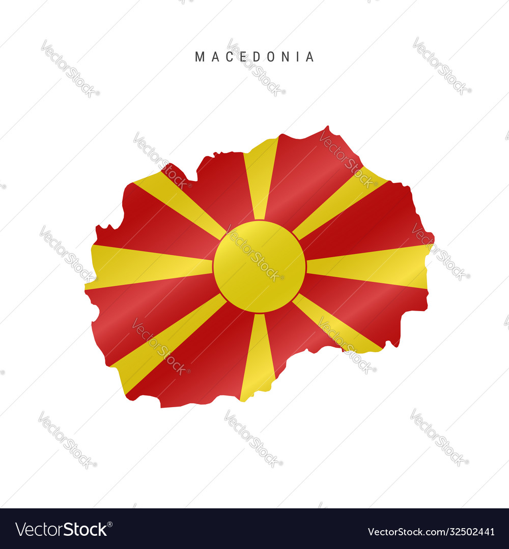 Waving flag map macedonia Royalty Free Vector Image