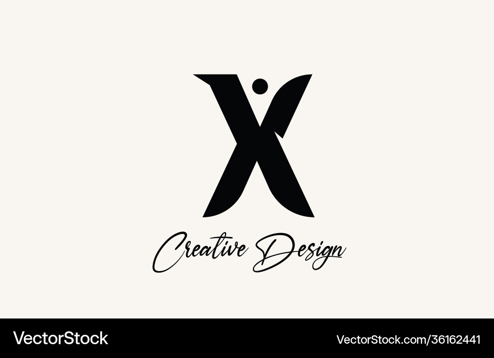 X simple black and white alphabet letter logo Vector Image