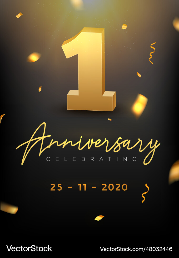 1st years anniversary celebration event golden Vector Image