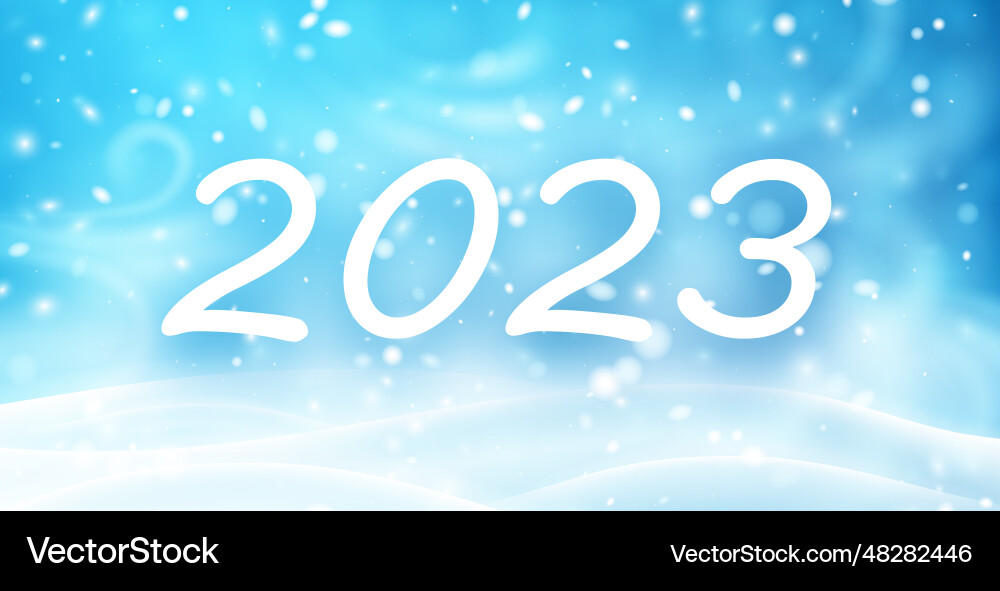 2023 sign with snow bokeh lights background Vector Image