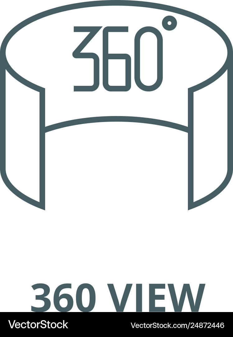 360 view line icon outline sign Royalty Free Vector Image