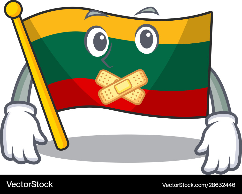 A silent gesture flag lithuania mascot cartoon Vector Image