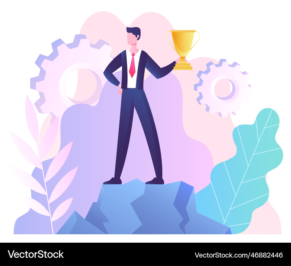 Businessman achieve success Royalty Free Vector Image